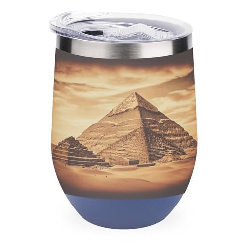 WYUSPGK 304 Stainless Steel Insulated Cup, Vintage Great Egyptian Pyramid Print Smooth Rim, Durable & Reusable - Perfect for Office, Home, And Travel