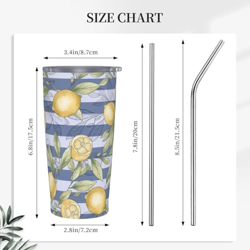 IYERSKD Fruit Lemon 20 oz Stainless Steel Tumbler Vacuum Insulated Leakproof Travel Mug for Car Office Gym