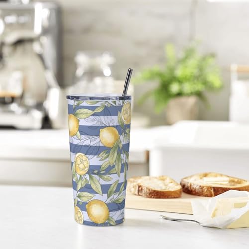 IYERSKD Fruit Lemon 20 oz Stainless Steel Tumbler Vacuum Insulated Leakproof Travel Mug for Car Office Gym