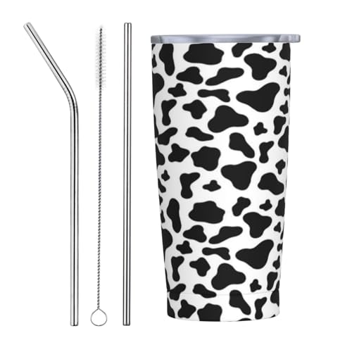 IYERSKD Cow Print Black and White 20 oz Stainless Steel Tumbler Vacuum Insulated Leakproof Travel Mug for Car Office Gym