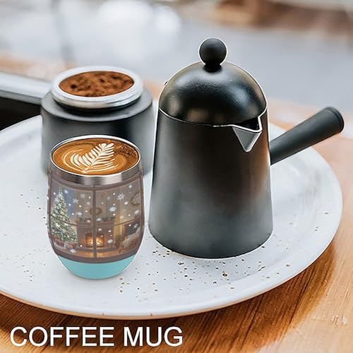 WYUSPGK 304 Stainless Steel Insulated Cup, Warm Fireplace Print Smooth Rim, Durable & Reusable - Perfect for Office, Home, And Travel