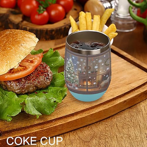WYUSPGK 304 Stainless Steel Insulated Cup, Warm Fireplace Print Smooth Rim, Durable & Reusable - Perfect for Office, Home, And Travel