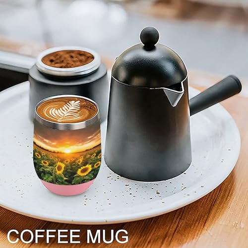 WYUSPGK 304 Stainless Steel Insulated Cup, Sunflower Field Sunset Print Smooth Rim, Durable & Reusable - Perfect for Office, Home, And Travel