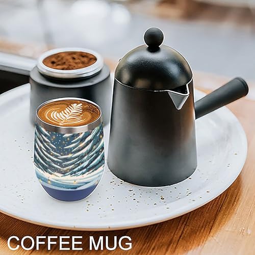WYUSPGK 304 Stainless Steel Insulated Cup, Winter Pine Plants Print Smooth Rim, Durable & Reusable - Perfect for Office, Home, And Travel