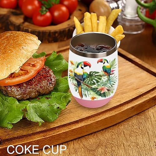 WYUSPGK 304 Stainless Steel Insulated Cup, Toucans Parrot Palm Tree Leaves Print Smooth Rim, Durable & Reusable - Perfect for Office, Home, And Travel