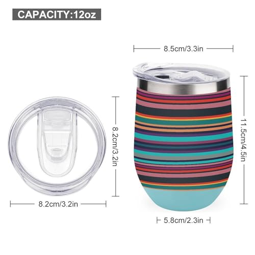 WYUSPGK 304 Stainless Steel Insulated Cup, Tricolor Stripes Print Smooth Rim, Durable & Reusable - Perfect for Office, Home, And Travel