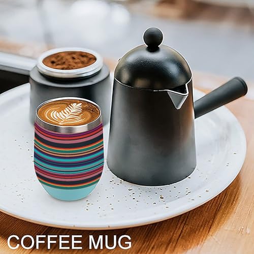 WYUSPGK 304 Stainless Steel Insulated Cup, Tricolor Stripes Print Smooth Rim, Durable & Reusable - Perfect for Office, Home, And Travel