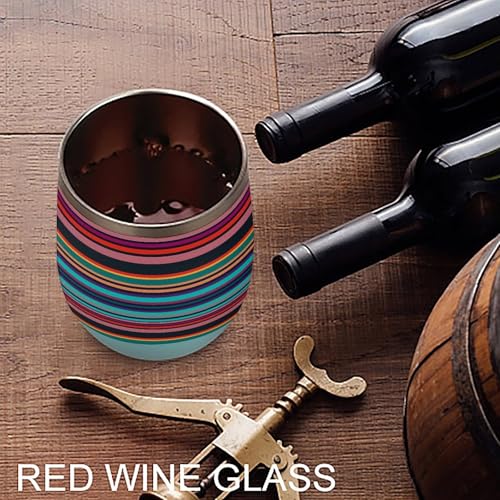 WYUSPGK 304 Stainless Steel Insulated Cup, Tricolor Stripes Print Smooth Rim, Durable & Reusable - Perfect for Office, Home, And Travel