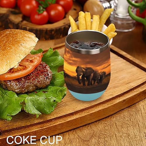 WYUSPGK 304 Stainless Steel Insulated Cup, Sunset Elephant Print Smooth Rim, Durable & Reusable - Perfect for Office, Home, And Travel