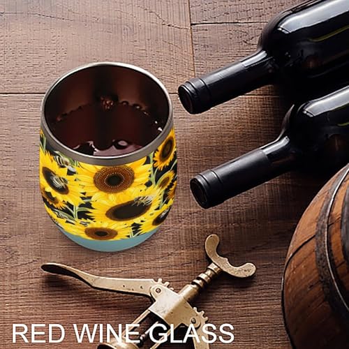 WYUSPGK 304 Stainless Steel Insulated Cup, Sunflower Bees Print Smooth Rim, Durable & Reusable - Perfect for Office, Home, And Travel