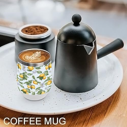 WYUSPGK 304 Stainless Steel Insulated Cup, Lemon Pattern Print Smooth Rim, Durable & Reusable - Perfect for Office, Home, And Travel