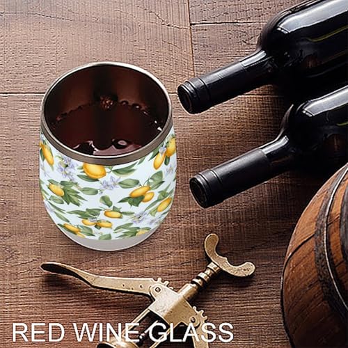 WYUSPGK 304 Stainless Steel Insulated Cup, Lemon Pattern Print Smooth Rim, Durable & Reusable - Perfect for Office, Home, And Travel