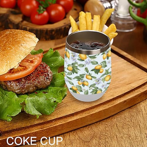 WYUSPGK 304 Stainless Steel Insulated Cup, Lemon Pattern Print Smooth Rim, Durable & Reusable - Perfect for Office, Home, And Travel