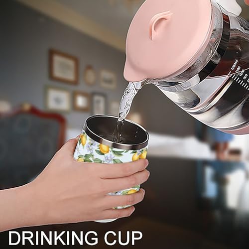 WYUSPGK 304 Stainless Steel Insulated Cup, Lemon Pattern Print Smooth Rim, Durable & Reusable - Perfect for Office, Home, And Travel