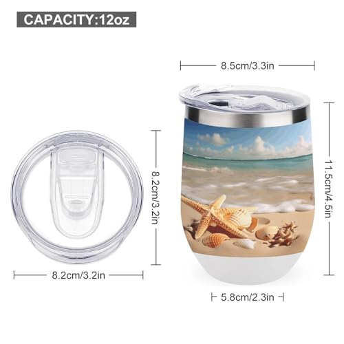 WYUSPGK 304 Stainless Steel Insulated Cup, Seashells Starfish on Beach Print Smooth Rim, Durable & Reusable - Perfect for Office, Home, And Travel