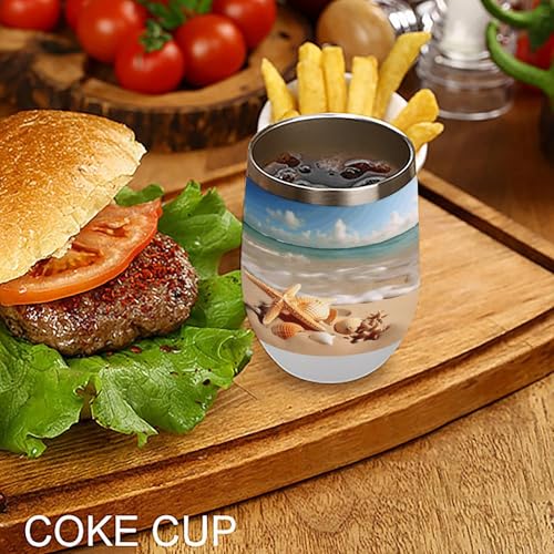 WYUSPGK 304 Stainless Steel Insulated Cup, Seashells Starfish on Beach Print Smooth Rim, Durable & Reusable - Perfect for Office, Home, And Travel