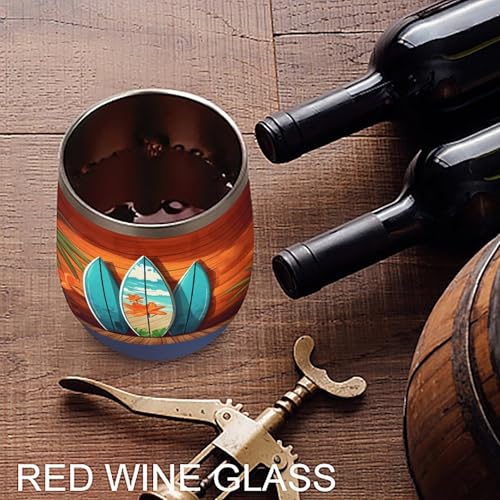 WYUSPGK 304 Stainless Steel Insulated Cup, Surfboard on Wooden Print Smooth Rim, Durable & Reusable - Perfect for Office, Home, And Travel