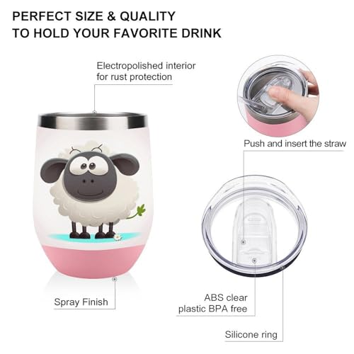 WYUSPGK 304 Stainless Steel Insulated Cup, Sheep Print Smooth Rim, Durable & Reusable - Perfect for Office, Home, And Travel