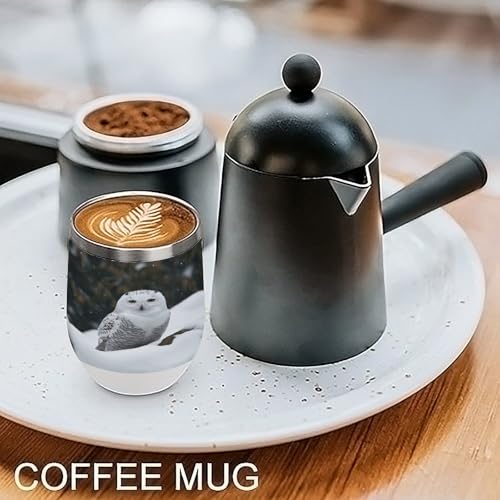 WYUSPGK 304 Stainless Steel Insulated Cup, Snow Owl Print Smooth Rim, Durable & Reusable - Perfect for Office, Home, And Travel