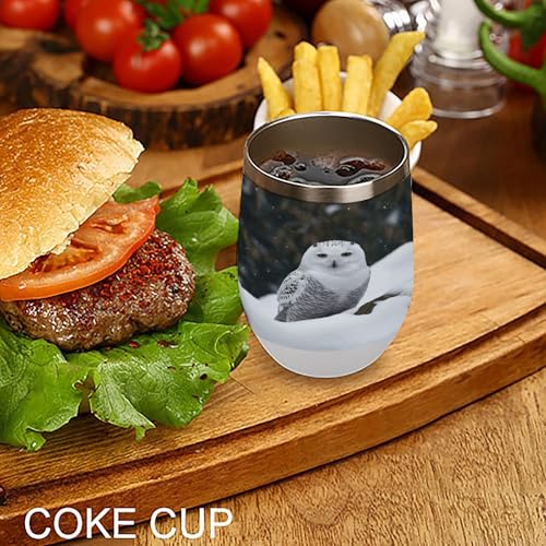 WYUSPGK 304 Stainless Steel Insulated Cup, Snow Owl Print Smooth Rim, Durable & Reusable - Perfect for Office, Home, And Travel