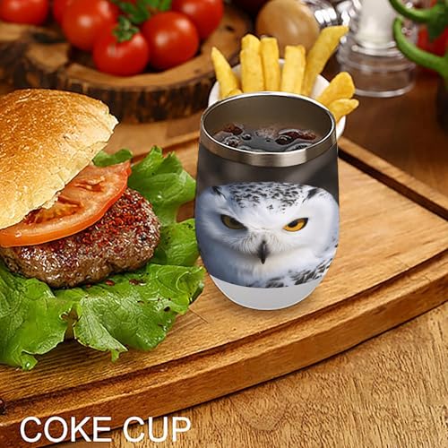 WYUSPGK 304 Stainless Steel Insulated Cup, Snowy Owl Eyes Print Smooth Rim, Durable & Reusable - Perfect for Office, Home, And Travel
