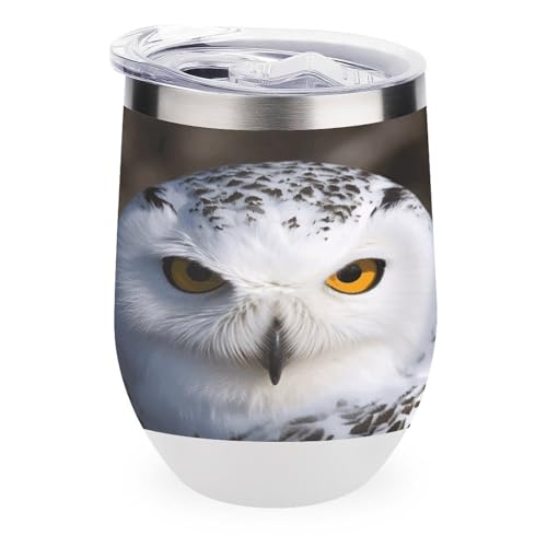 WYUSPGK 304 Stainless Steel Insulated Cup, Snowy Owl Eyes Print Smooth Rim, Durable & Reusable - Perfect for Office, Home, And Travel