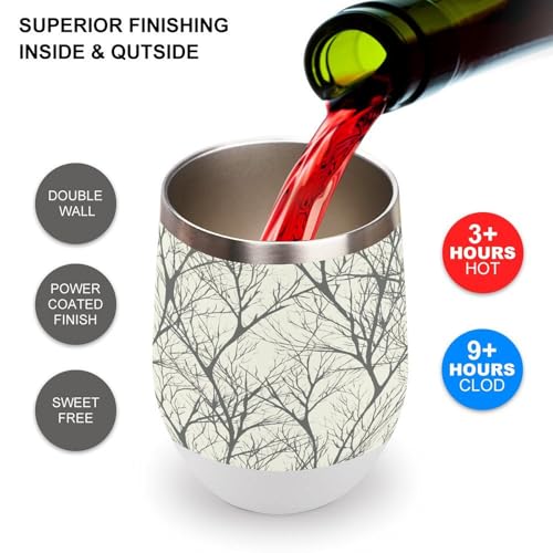 WYUSPGK 304 Stainless Steel Insulated Cup, Tree Branch Print Smooth Rim, Durable & Reusable - Perfect for Office, Home, And Travel