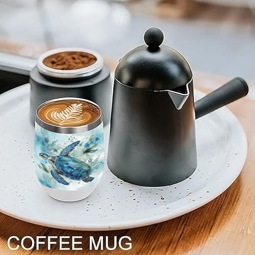 WYUSPGK 304 Stainless Steel Insulated Cup, Sea Turtle-Blue Print Smooth Rim, Durable & Reusable - Perfect for Office, Home, And Travel