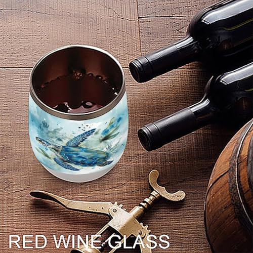WYUSPGK 304 Stainless Steel Insulated Cup, Sea Turtle-Blue Print Smooth Rim, Durable & Reusable - Perfect for Office, Home, And Travel