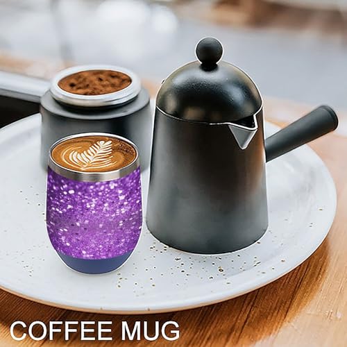 WYUSPGK 304 Stainless Steel Insulated Cup, Sparkling Purple Glitter Print Smooth Rim, Durable & Reusable - Perfect for Office, Home, And Travel
