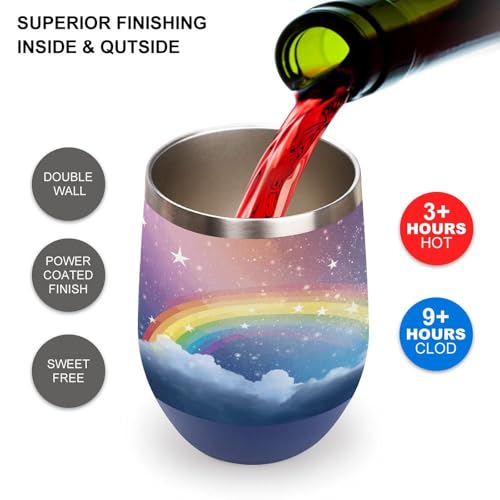 WYUSPGK 304 Stainless Steel Insulated Cup, Star in Rainbow Print Smooth Rim, Durable & Reusable - Perfect for Office, Home, And Travel