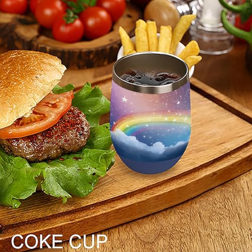 WYUSPGK 304 Stainless Steel Insulated Cup, Star in Rainbow Print Smooth Rim, Durable & Reusable - Perfect for Office, Home, And Travel