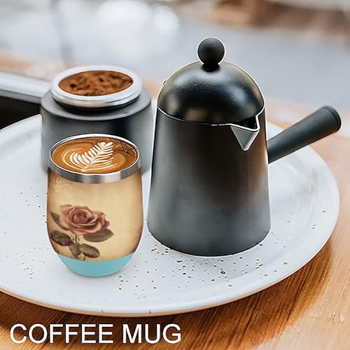 WYUSPGK 304 Stainless Steel Insulated Cup, Vintage Rose Print Smooth Rim, Durable & Reusable - Perfect for Office, Home, And Travel