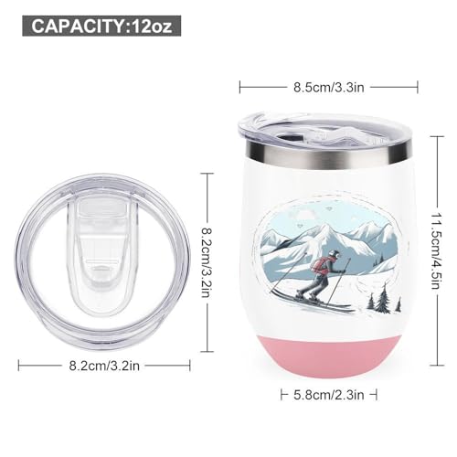 WYUSPGK 304 Stainless Steel Insulated Cup, Skiing Theme Print Smooth Rim, Durable & Reusable - Perfect for Office, Home, And Travel