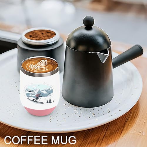 WYUSPGK 304 Stainless Steel Insulated Cup, Skiing Theme Print Smooth Rim, Durable & Reusable - Perfect for Office, Home, And Travel