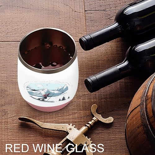 WYUSPGK 304 Stainless Steel Insulated Cup, Skiing Theme Print Smooth Rim, Durable & Reusable - Perfect for Office, Home, And Travel