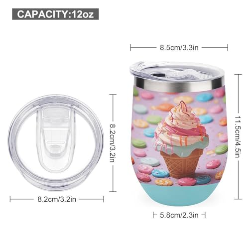 WYUSPGK 304 Stainless Steel Insulated Cup, Many Colored Ice Cream Print Smooth Rim, Durable & Reusable - Perfect for Office, Home, And Travel