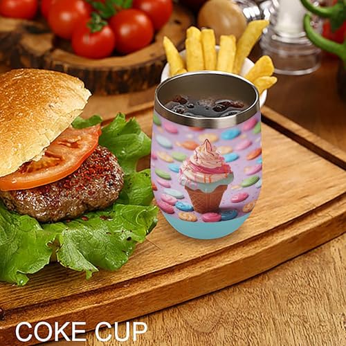 WYUSPGK 304 Stainless Steel Insulated Cup, Many Colored Ice Cream Print Smooth Rim, Durable & Reusable - Perfect for Office, Home, And Travel