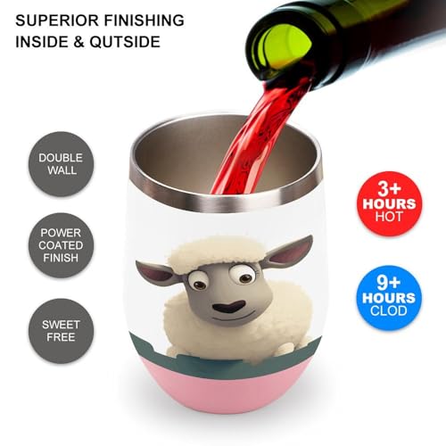 WYUSPGK 304 Stainless Steel Insulated Cup, Cute Sheep Print Smooth Rim, Durable & Reusable - Perfect for Office, Home, And Travel