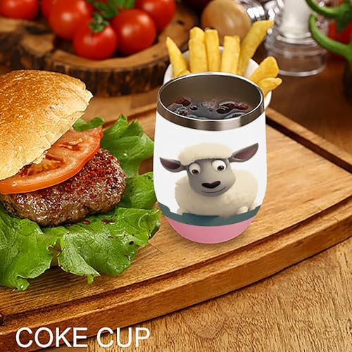 WYUSPGK 304 Stainless Steel Insulated Cup, Cute Sheep Print Smooth Rim, Durable & Reusable - Perfect for Office, Home, And Travel