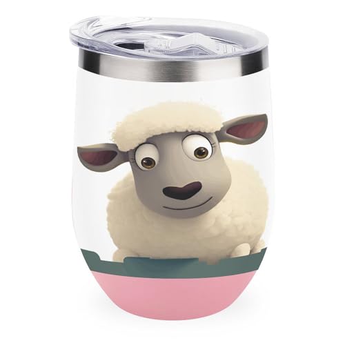 WYUSPGK 304 Stainless Steel Insulated Cup, Cute Sheep Print Smooth Rim, Durable & Reusable - Perfect for Office, Home, And Travel