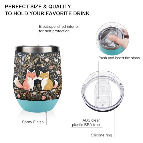 WYUSPGK 304 Stainless Steel Insulated Cup, Love Cartoon Fox Print Smooth Rim, Durable & Reusable - Perfect for Office, Home, And Travel