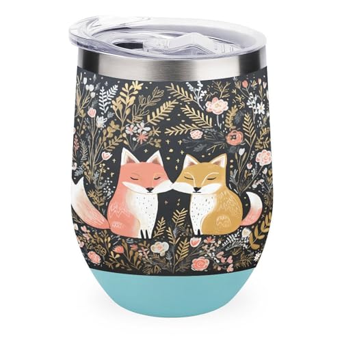 WYUSPGK 304 Stainless Steel Insulated Cup, Love Cartoon Fox Print Smooth Rim, Durable & Reusable - Perfect for Office, Home, And Travel