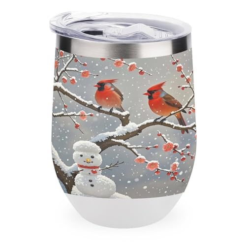 WYUSPGK 304 Stainless Steel Insulated Cup, Winter Plum Blossom Print Smooth Rim, Durable & Reusable - Perfect for Office, Home, And Travel
