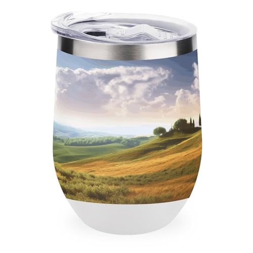 WYUSPGK 304 Stainless Steel Insulated Cup, Landscape Print Smooth Rim, Durable & Reusable - Perfect for Office, Home, And Travel