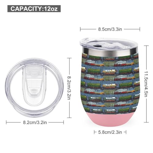 WYUSPGK 304 Stainless Steel Insulated Cup, Train Cars Print Smooth Rim, Durable & Reusable - Perfect for Office, Home, And Travel