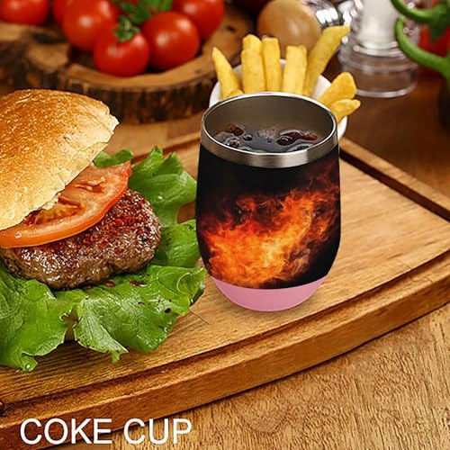 WYUSPGK 304 Stainless Steel Insulated Cup, Roaring Flame Print Smooth Rim, Durable & Reusable - Perfect for Office, Home, And Travel