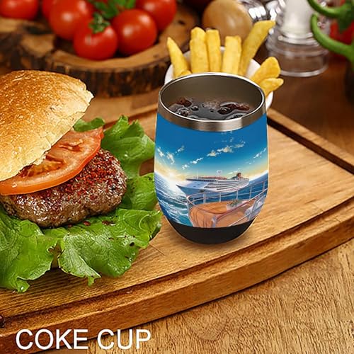 WYUSPGK 304 Stainless Steel Insulated Cup, Summer Sea Cruise Print Smooth Rim, Durable & Reusable - Perfect for Office, Home, And Travel