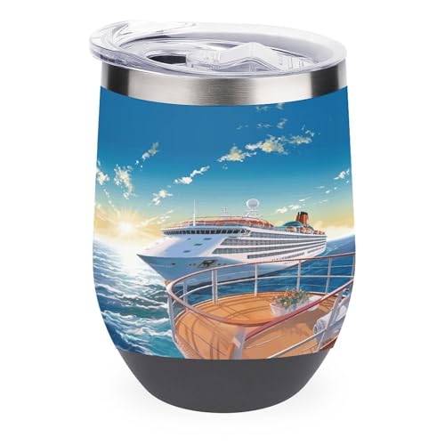 WYUSPGK 304 Stainless Steel Insulated Cup, Summer Sea Cruise Print Smooth Rim, Durable & Reusable - Perfect for Office, Home, And Travel