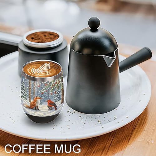 WYUSPGK 304 Stainless Steel Insulated Cup, Winter Snow Fox Print Smooth Rim, Durable & Reusable - Perfect for Office, Home, And Travel